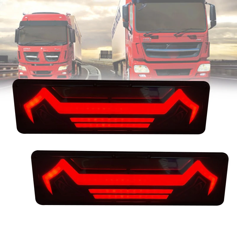 2PCS 24V Dynamic LED Truck Tail Light Turn Signal Rear Brake Lights ...