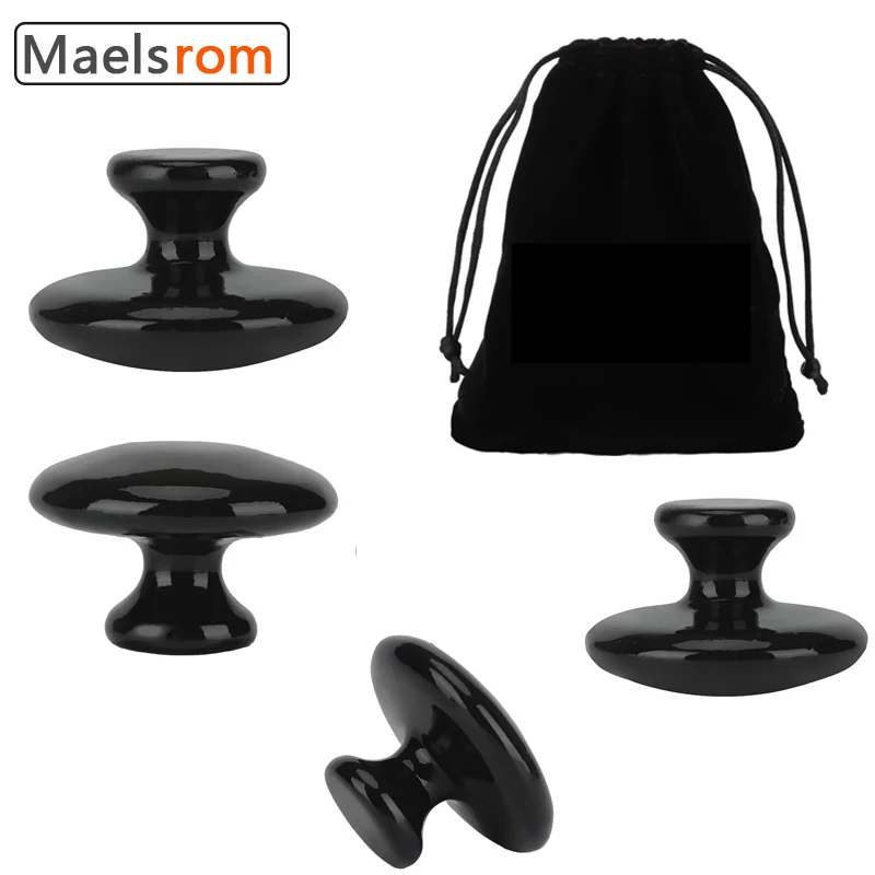 4Pcs Mushroom Shape Hot Massage Stones Set Natural Bian Warm Rocks Kit ...