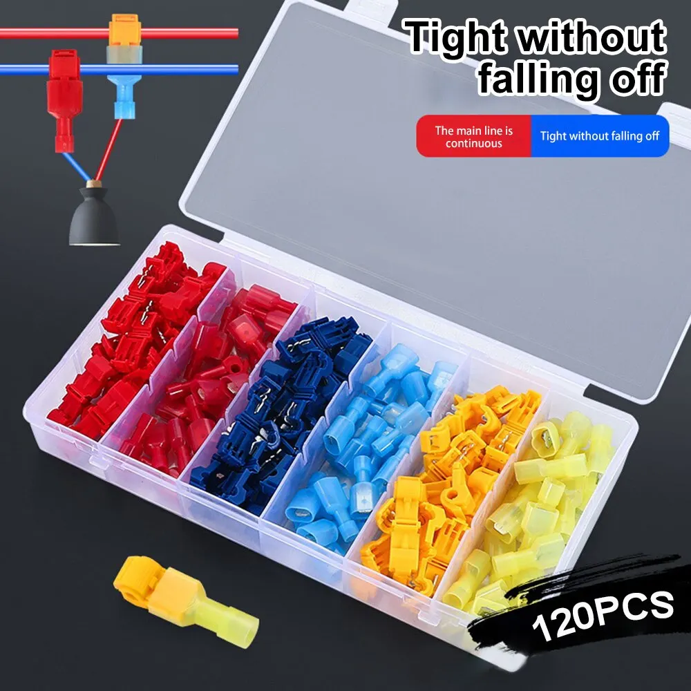 120-PCS-Bag-Box-Crimp-Terminal-T-Type-Terminal-Block-Cable-Connectors ...