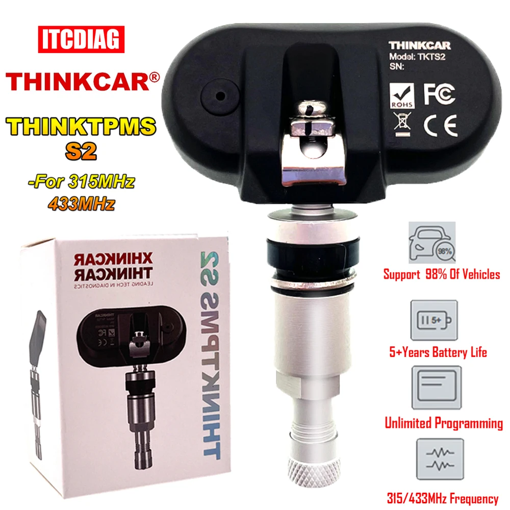 2 in 1 Universal Sensor TPMS THINKCAR 315MHZ+433MHz S2 Sensor Automotive Mechanical Tire Repair ...