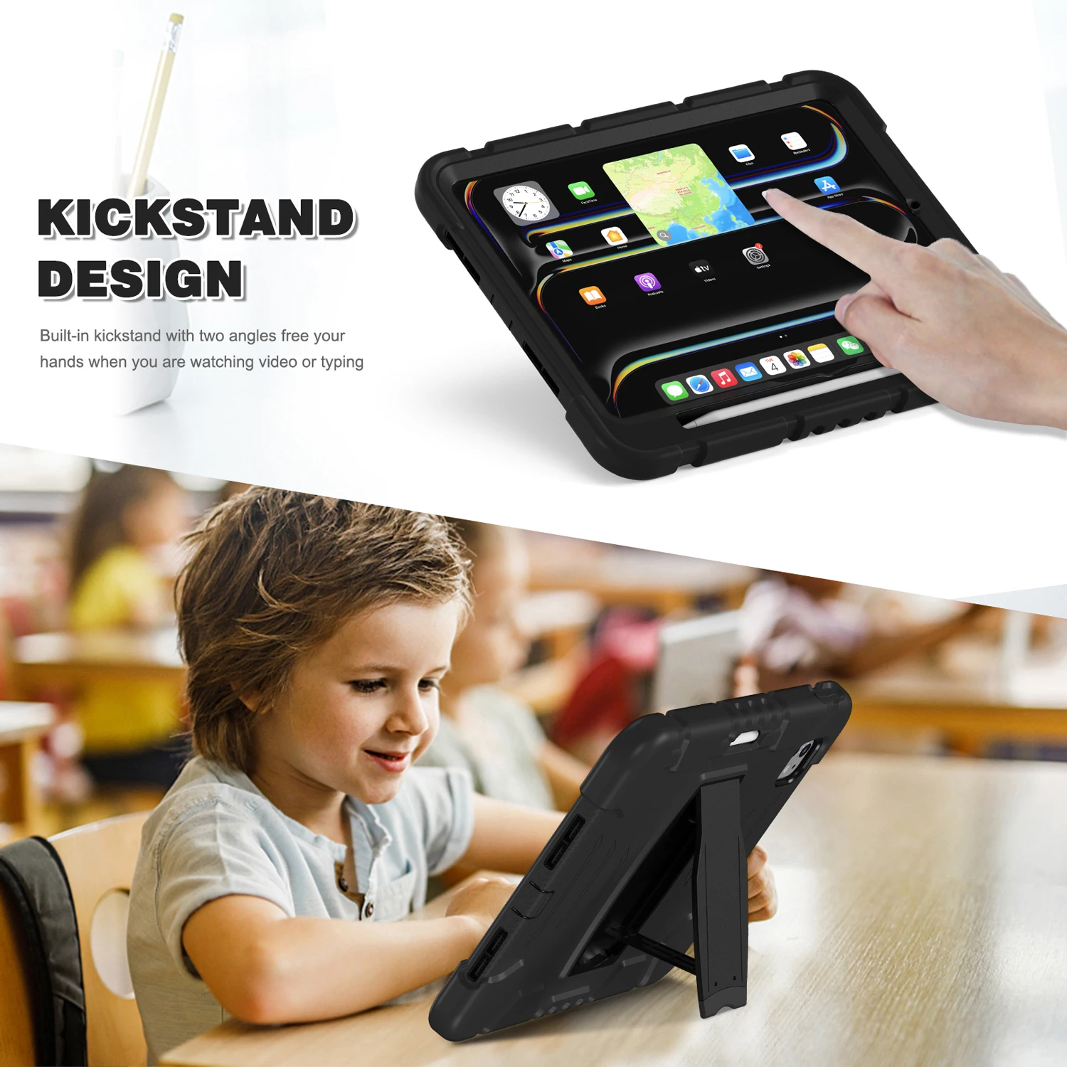 Premium Shockproof Stand Tablet Case - Durable Hard Cover for Pro 2024 ...