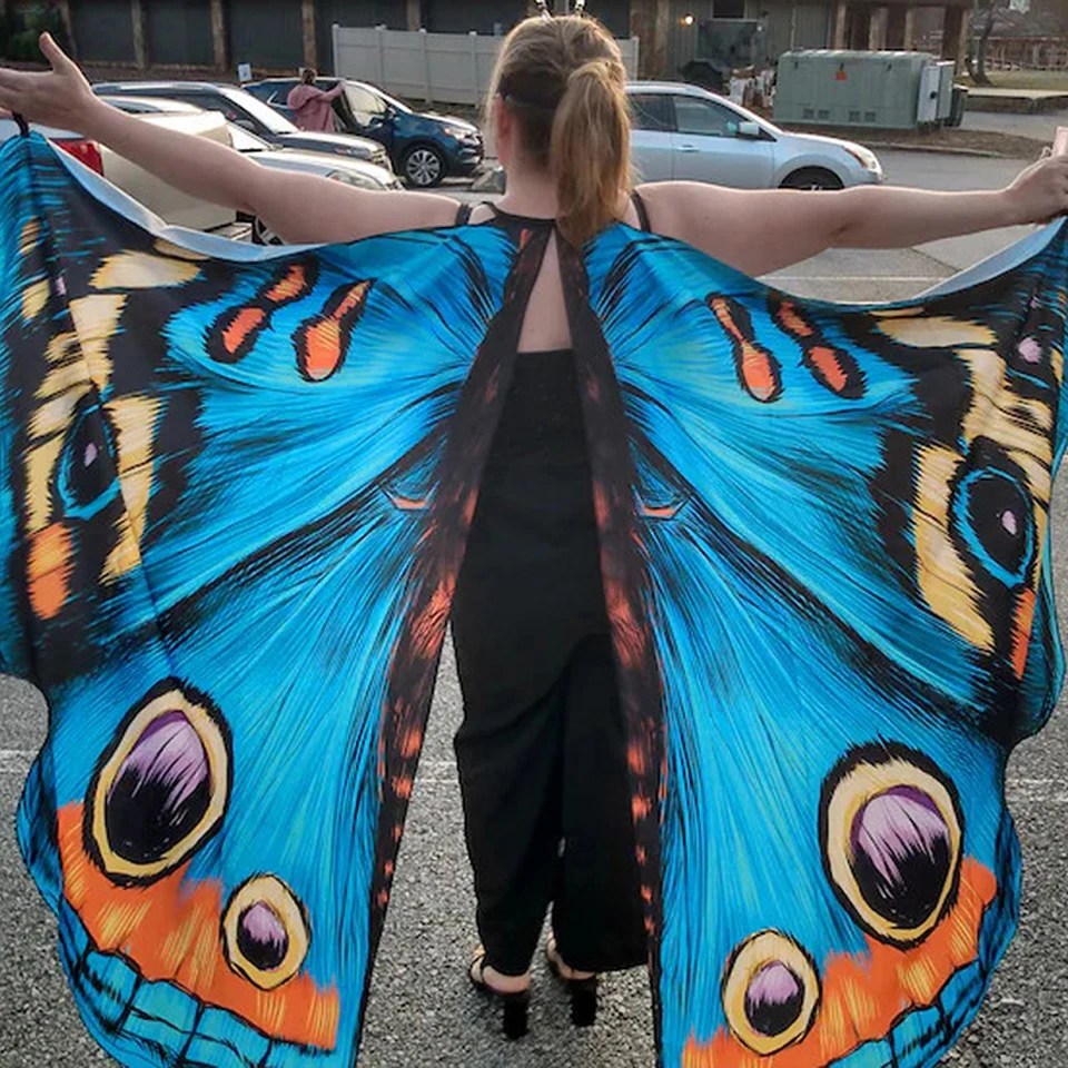 Bleu - 168x135cm - Ren Faire des Ailes de Papillon pour Femmes, Costumes de Festival, Ailes ...