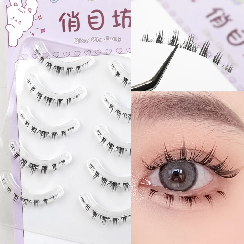 5-Pairs-Lower-Lashes-Manga-Clear-Band-Wispy-Small-Flame-Under-False ...
