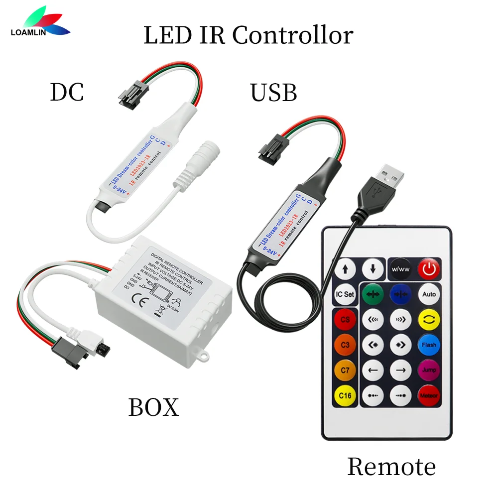 LED 24Keys IR Remote lights Dimmer RGBIC Smart LED Controller control ...