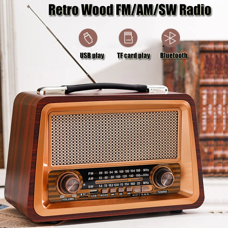 Handheld-Retro-Bluetooth-Multifunction-Wooden-Box-Radio-Portable-Radio ...