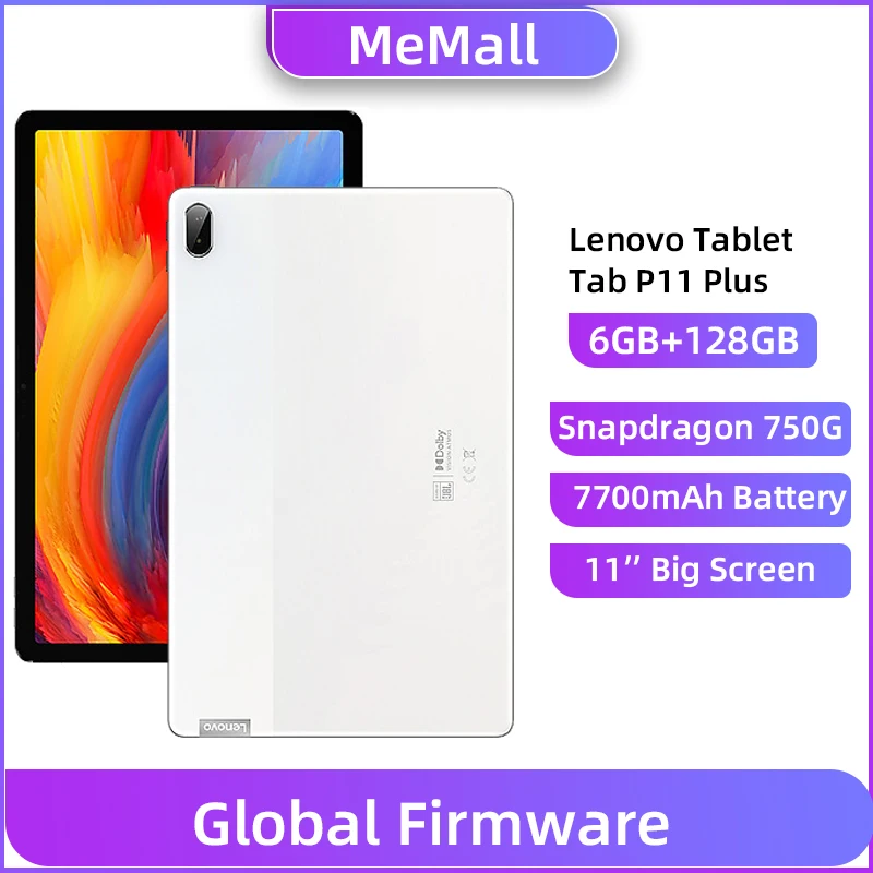 레노버 탭 P11 플러스 태블릿, 글로벌 펌웨어, 11 인치, 2K 스크린, 스냅드래곤 750G 옥타코어, 7700mAh 태블릿 ...