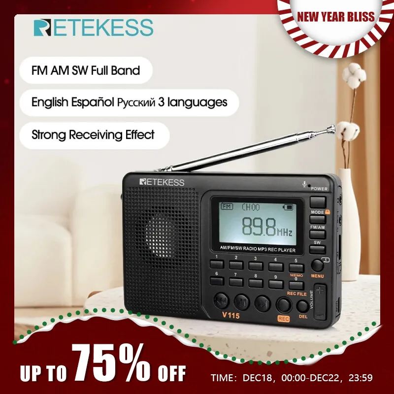RETEKESS-V115-Radio-FM-AM-SW-Portable-Radios-AM-FM-Rechargeable ...