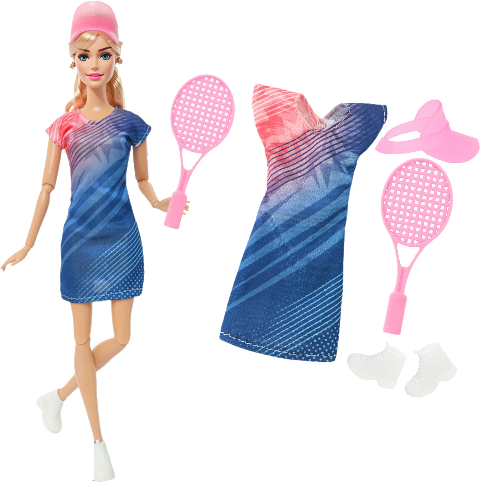 BJDBUS-1-Set-Fashion-Sport-Doll-Outfit-Blue-Dress-Skirt-With-Shoes ...