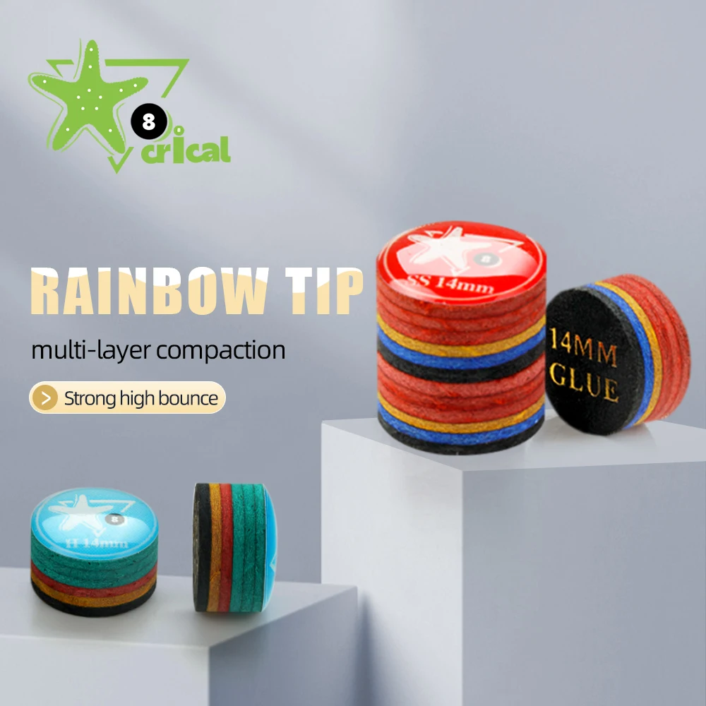 CRICAL Rainbow Tip 11/14mm Tip 6 layers Leather SX/SS/S/M/MH/H Pool Cue ...