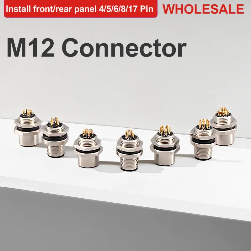 5-10-100-Pcs-M12-Circular-Connectors-Install-Front-rear-Panel-Male ...