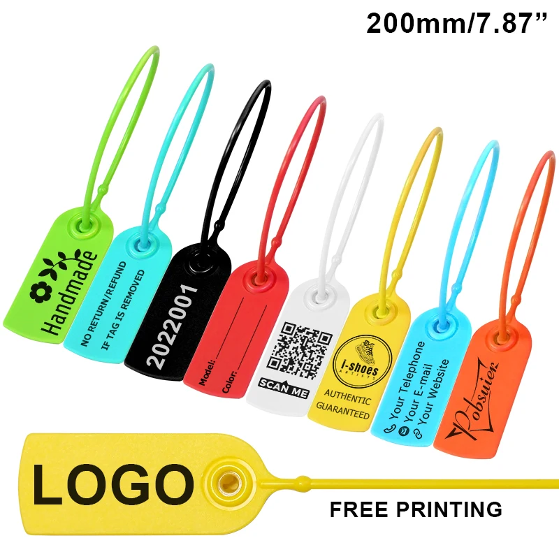100Pcs Custom Clothing Hang Tags Personalized Plastic Security Seal ...