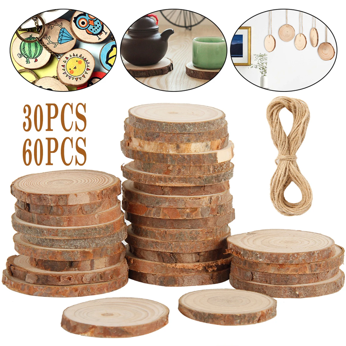 Rodajas-de-madera-de-pino-Natural-para-decoraci-n-de-fiestas-piezas-de ...