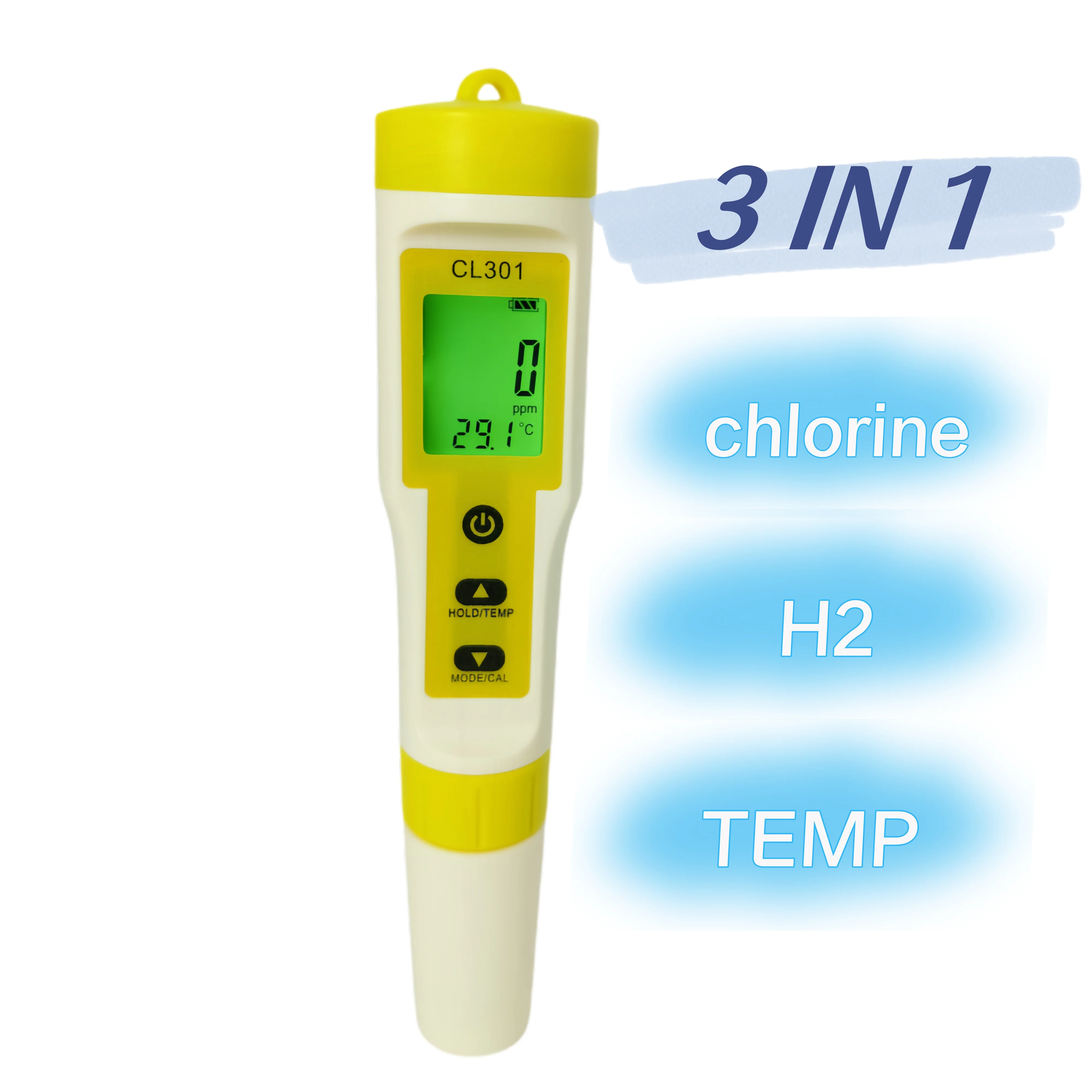 3 in 1 Free Chlorine Tester Pen Portable Chlorine H2 Temp Meter ...
