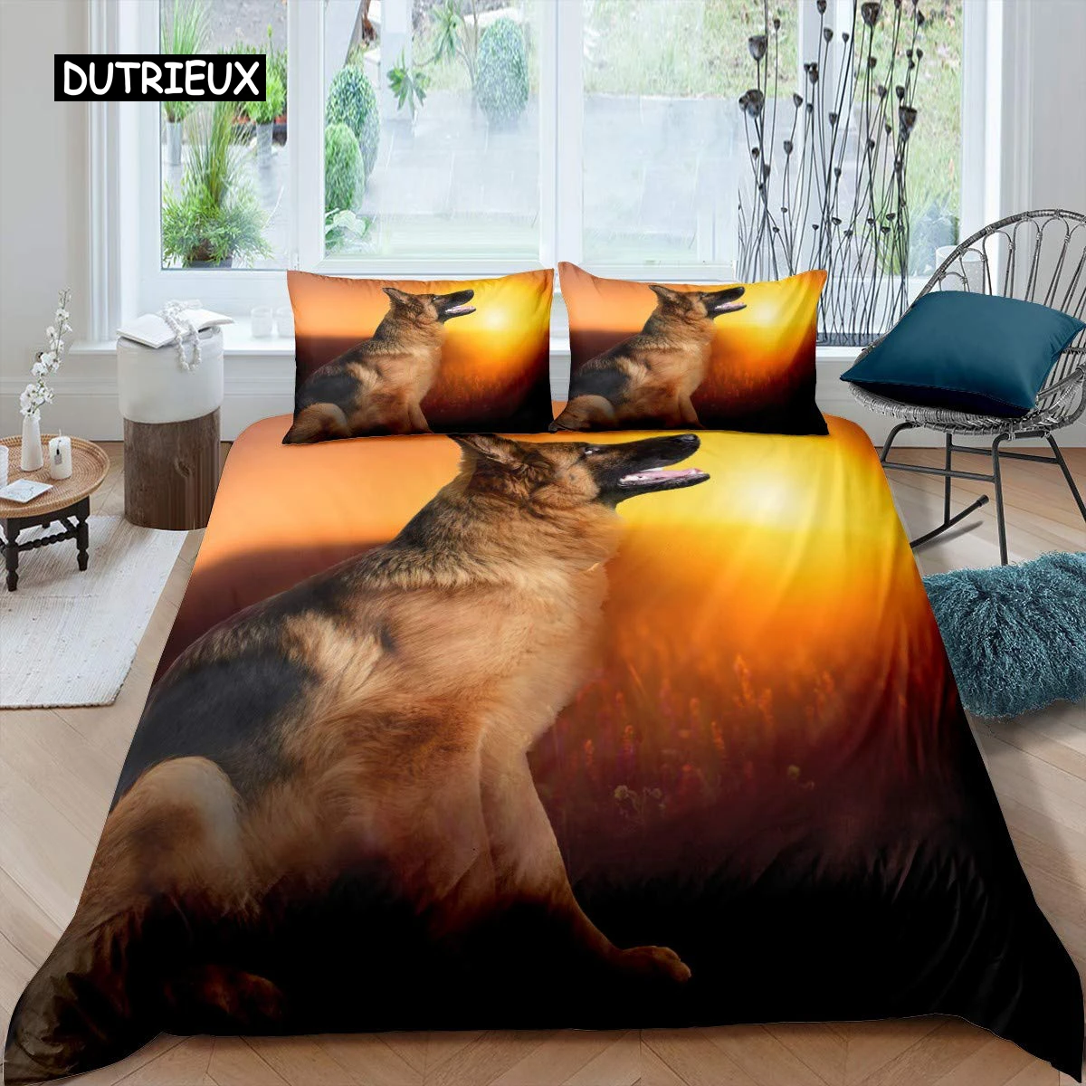 German-Shepherd-Duvet-Cover-Set-3D-German-Shepherd-Puppy-Print-Bedding ...