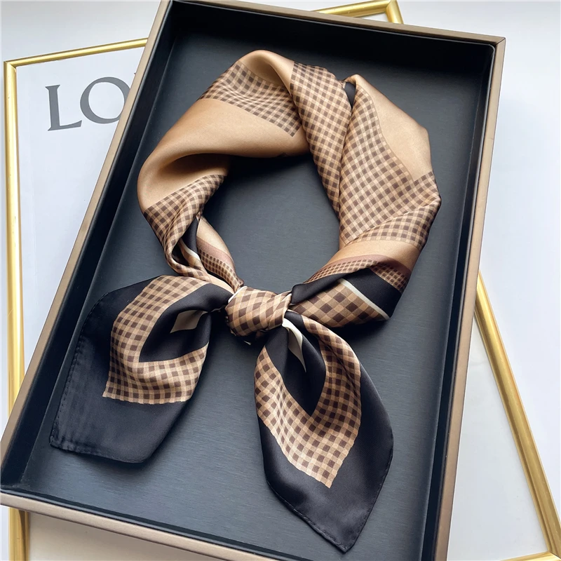 Cachecol de Seda Feminino, Cetim, Flanela Quadriculada, Hijab, Lenço de ...