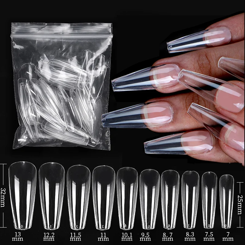 Gel-Nails-Extension-System-Full-Cover-Sculpted-Clear-False-Nail-Tips ...