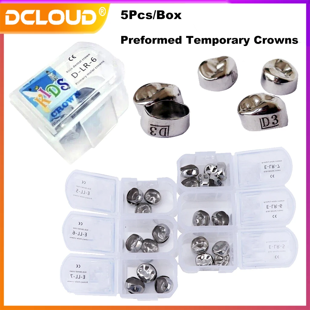 5Pcs-Box-Dental-Kids-Primary-Molar-Crowns-Stainless-Steel-Preformed ...