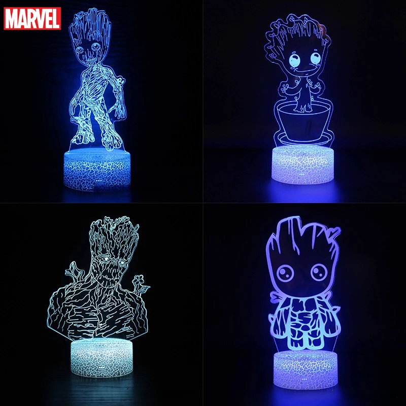 Marvel-Avengers-Anime-3D-LED-Nightlights-Groot-Lamp-Mudan-a-Colorida ...