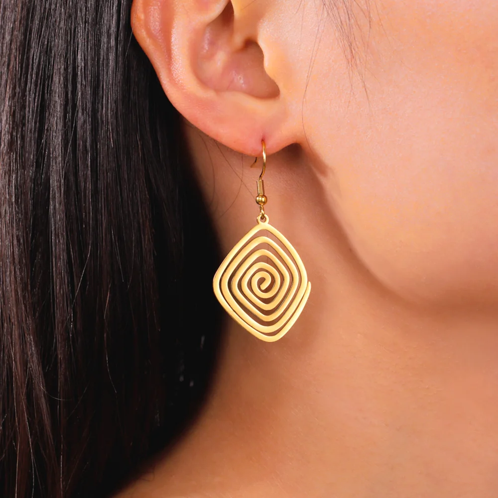 Cazador-geometrische-Spirale-Wirbel-Labyrinth-Tropfen-Ohrringe-f-r-Frauen-Edelstahl-Anh-nger ...