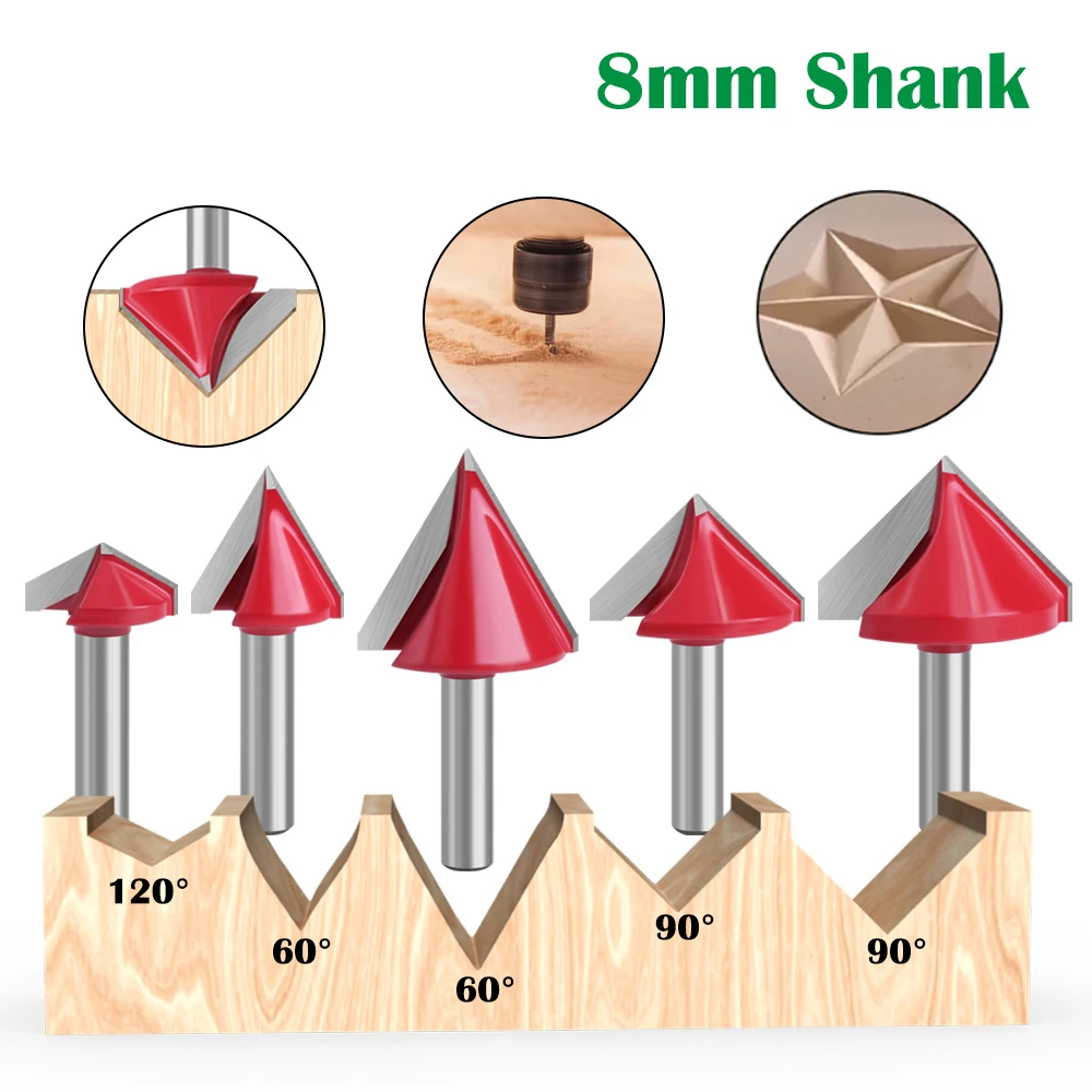 1PC-8MM-Shank-Milling-Cutter-Wood-Carving-60-90-120-V-Type-Slotting ...