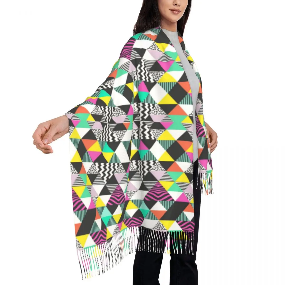 Warm-Scarf-Winter-Geometric-Patchwork-Shawl-Wraps-Abstract-Triangles ...