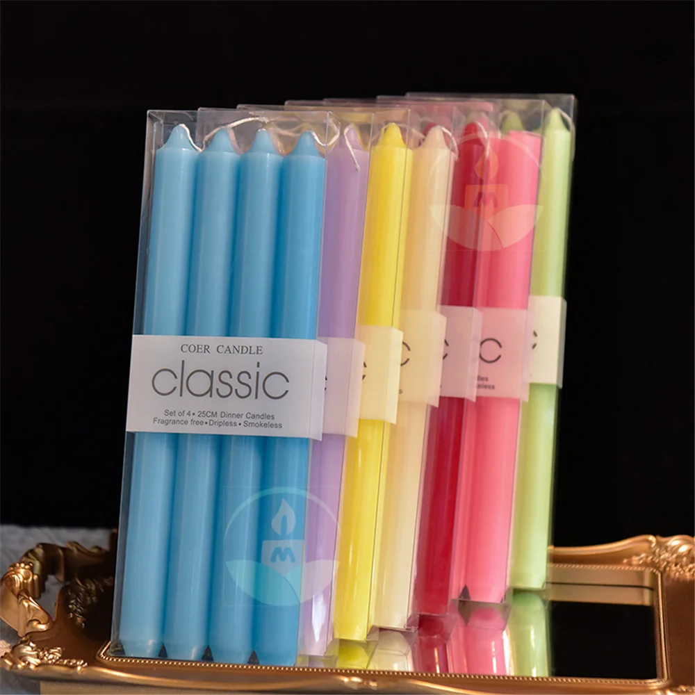 8pc/Set Long Decorated Candles European Style Classic Smokeless White ...