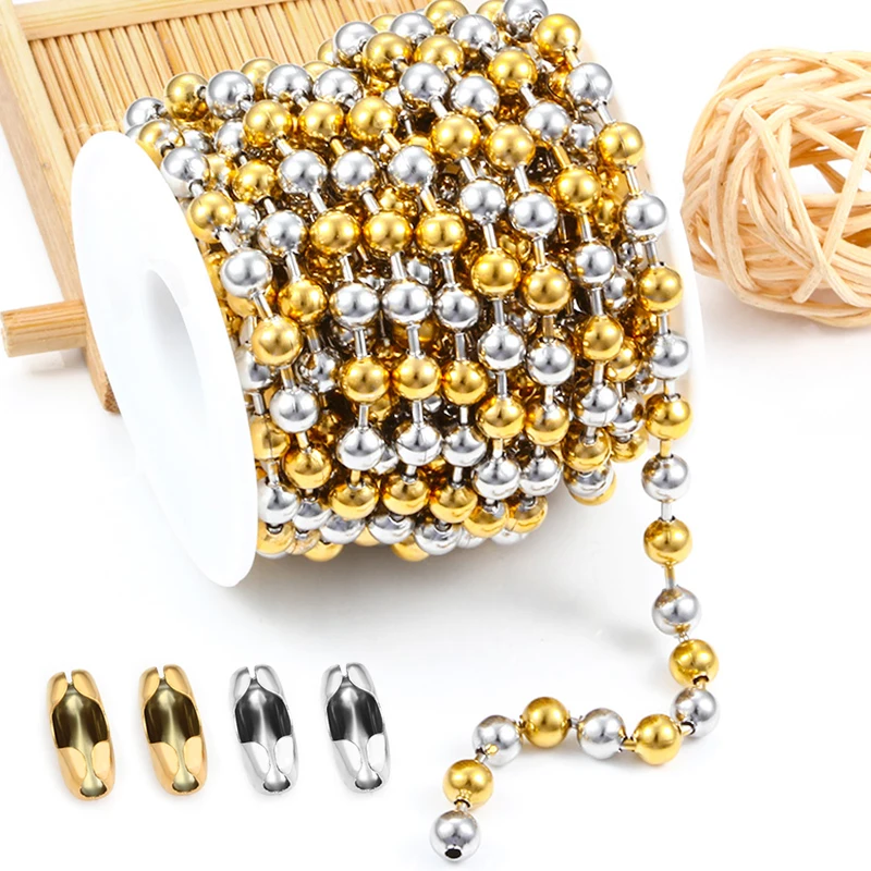 Stainless-Steel-6mm-Spacing-Gold-Ball-Chains-For-Jewelry-Making ...
