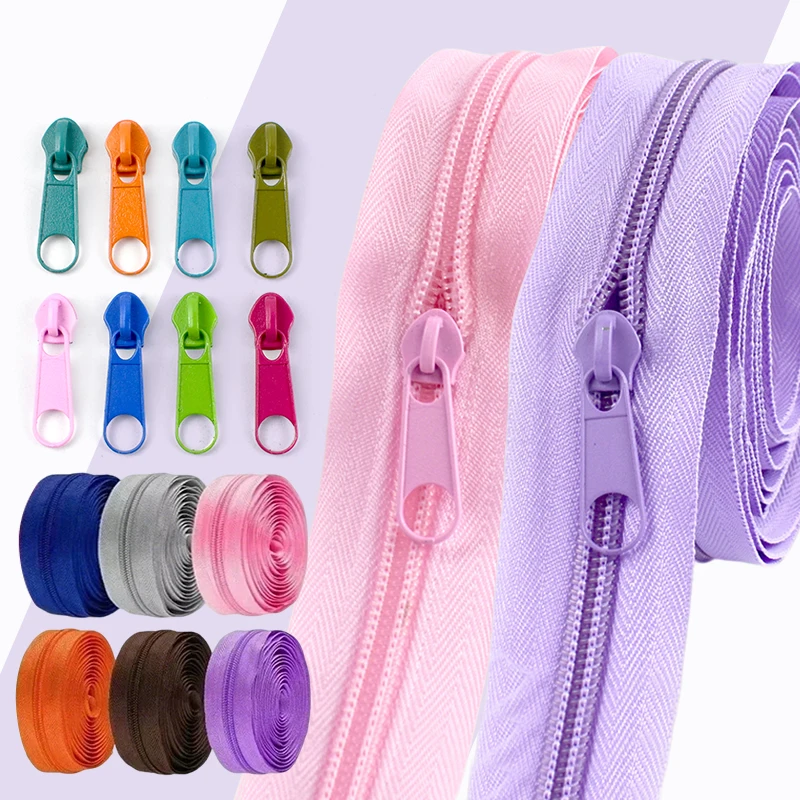 5/10/20M 3# 5# Colored Nylon Zipper Tape with Zippers Slider Bags ...