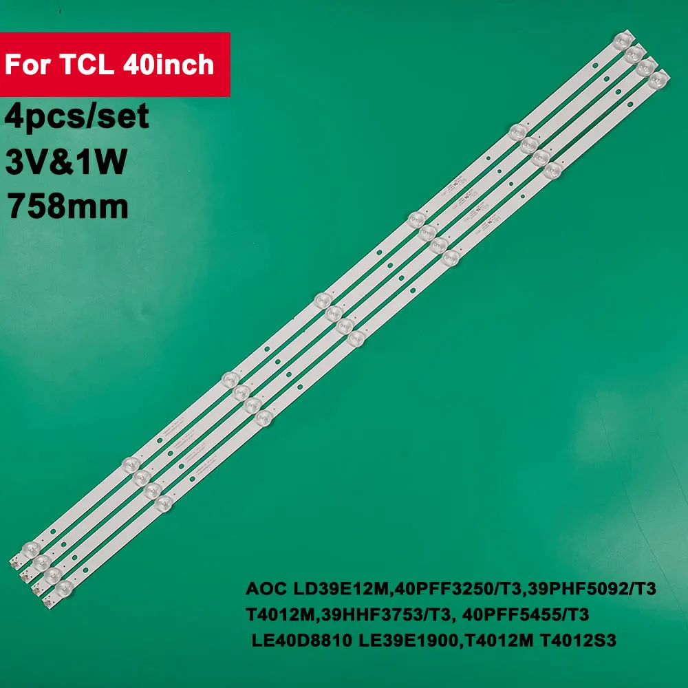 3V 1W 758mm LED Backlight TV Strip For TCL 40inch 7LAMP 4708 400000 ...