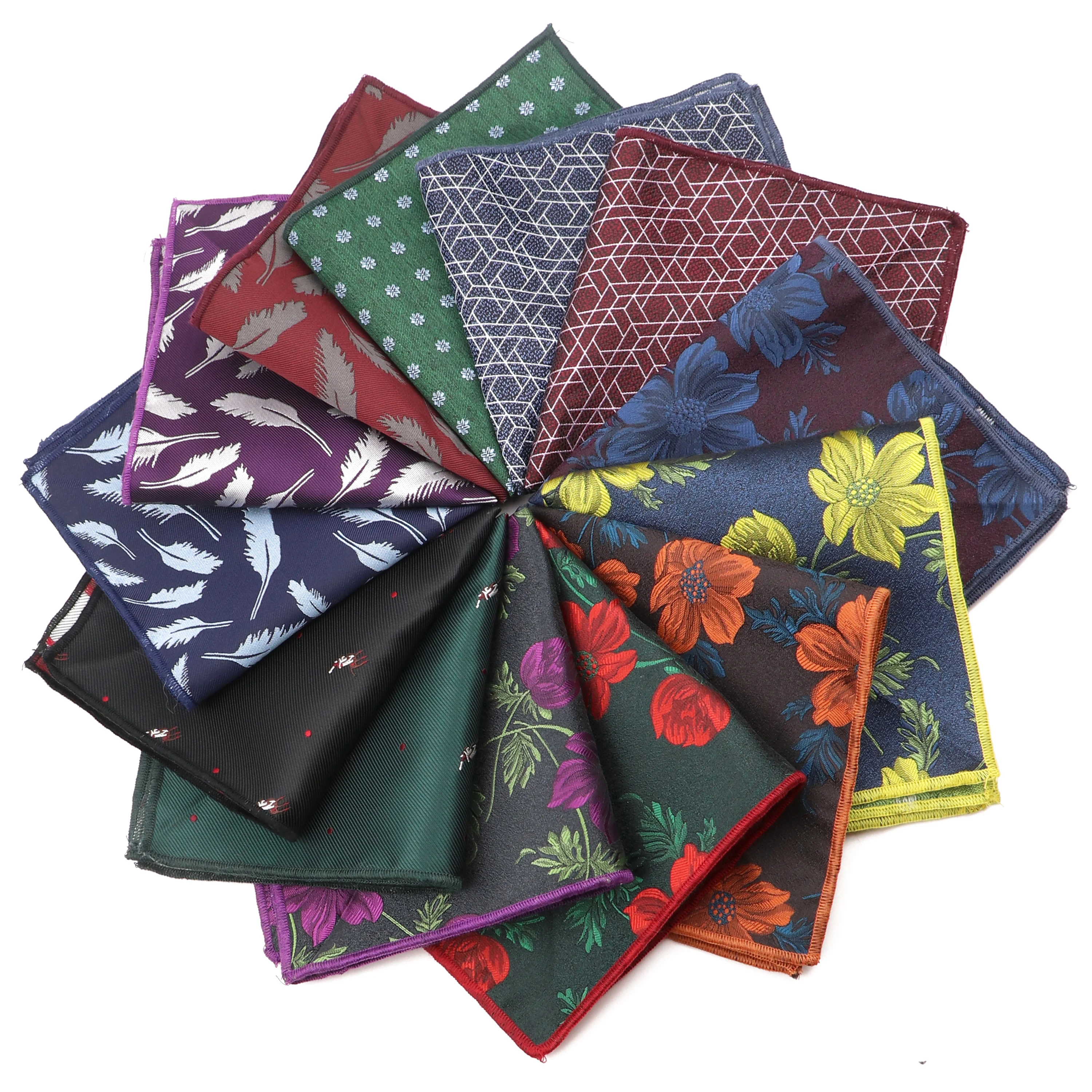 New High Quality Floral Leaf Pocket Square Jacquard Woven Polyester ...