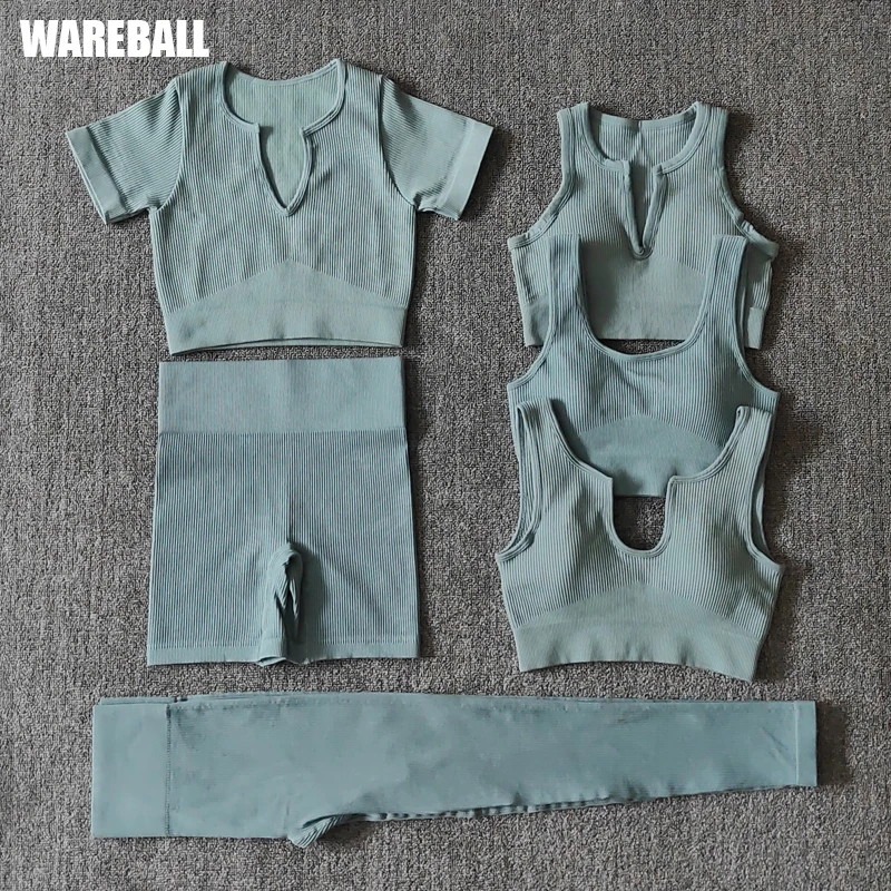 2/4/6pcs Seamless Women Yoga Set Workout Sportswear Fitness Bra Sport Pants Gym Clothing High ...