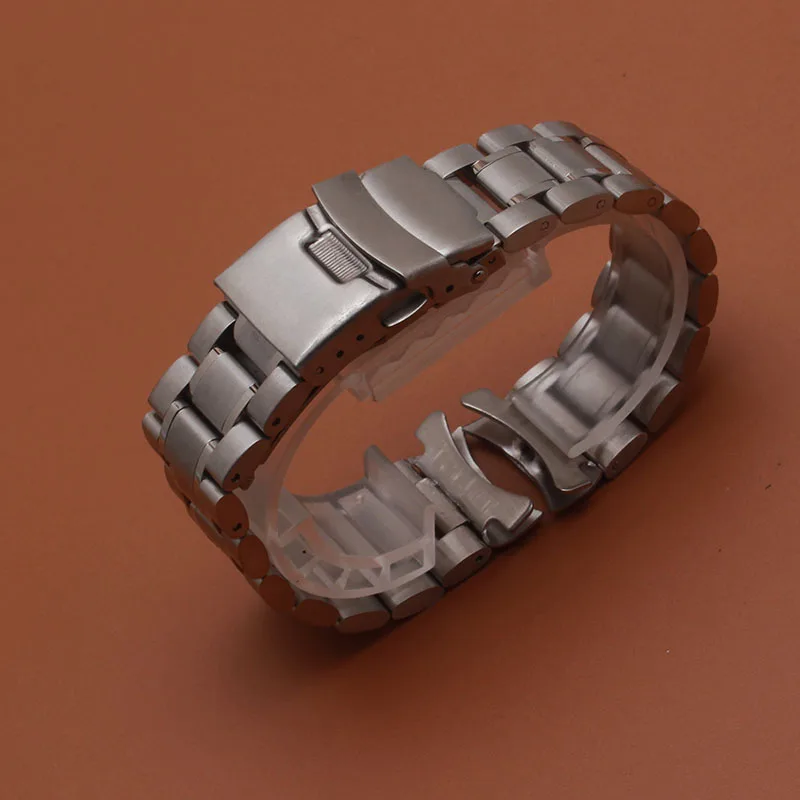 Watchband For Seiko Citizen Casio Curved End Stainless Steel Strap Men ...