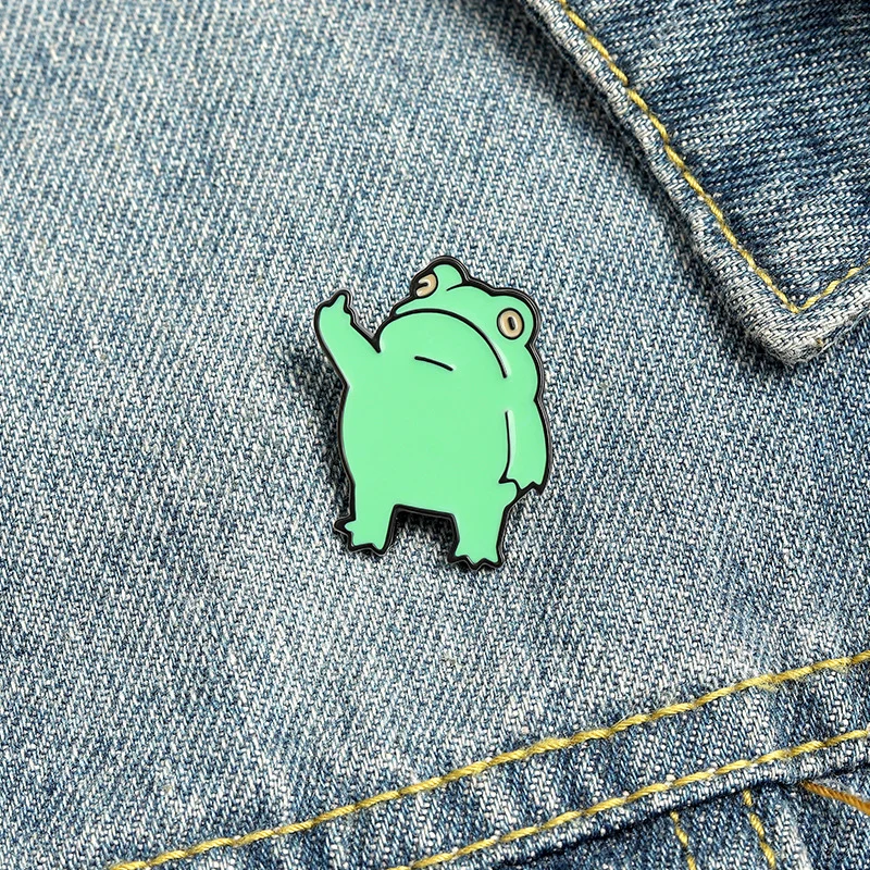 Cute-Funny-Vertical-Middle-Finger-Frog-Alloy-Brooch-Creative-Cartoon ...