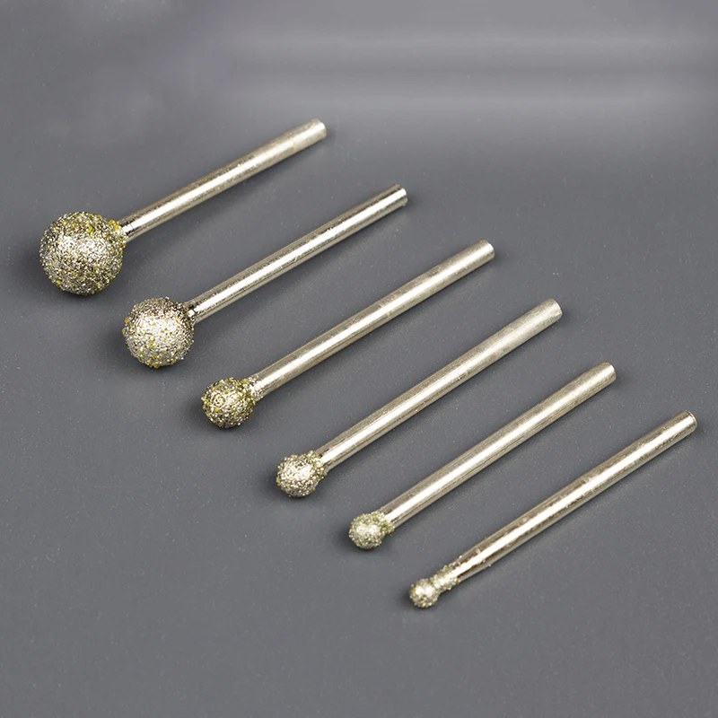 5Pcs 3/4/5/6/8/10mm Diamond Spheroid Ball Burr Grinding Engraving Bit 2 ...