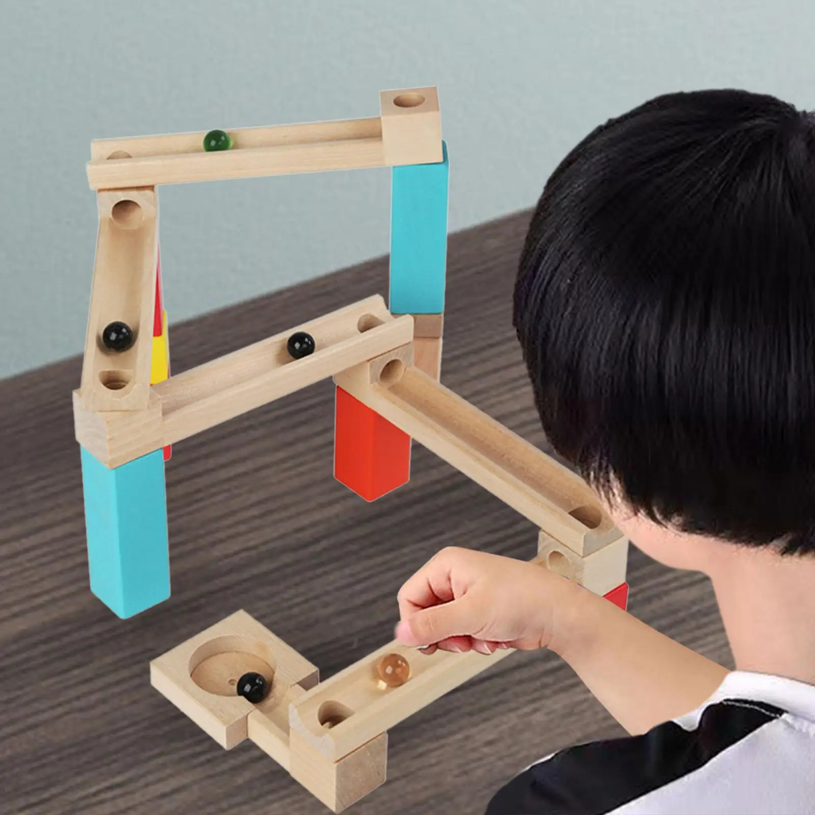 Wooden-Marble-Run-Blocks-Sensory-Toy-Early-Educational-DIY-Construction ...