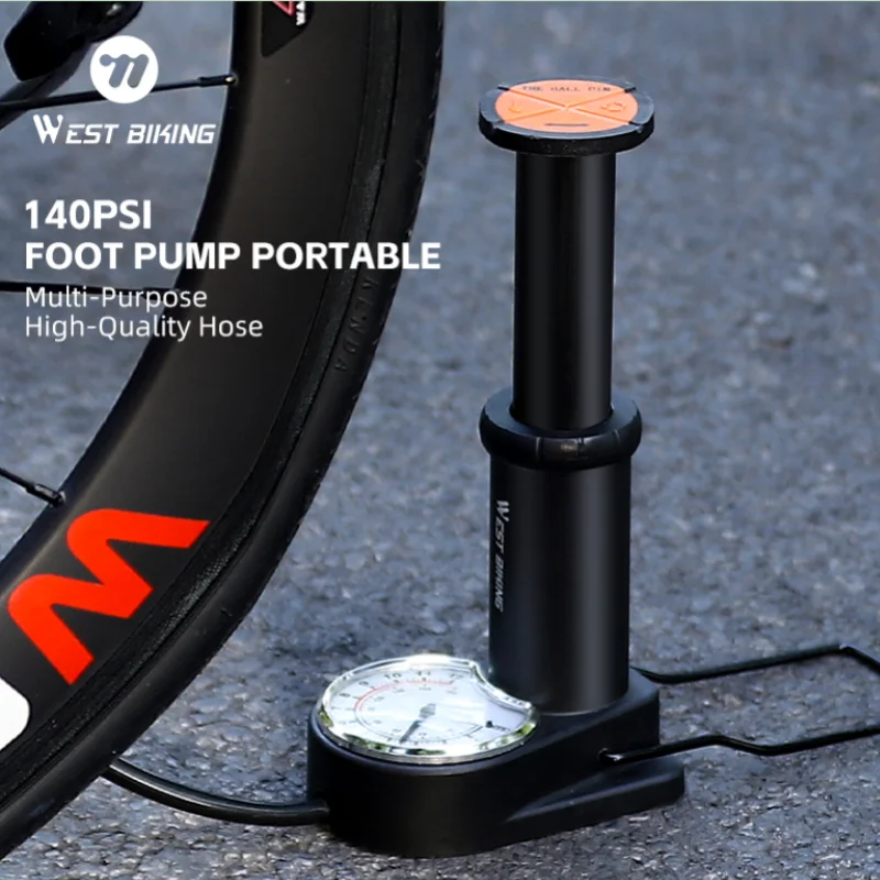 WEST BIKING Bicycle Foot Mini Pump High Pressure 140PSI Tire Inflator ...