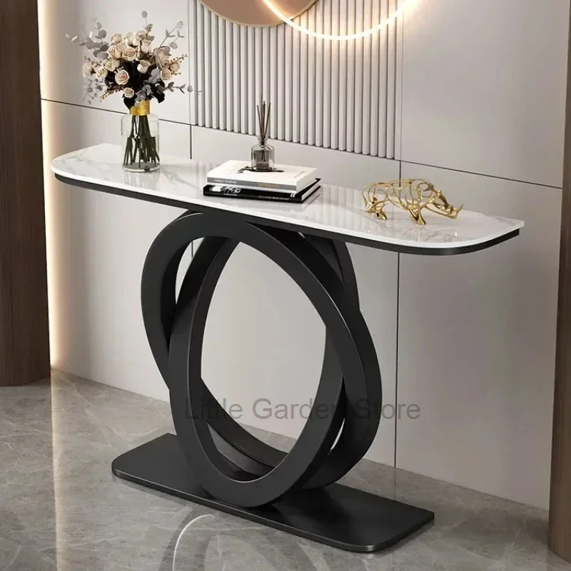 Luxurious-Slate-Console-Tables-Italian-Semicircular-Iron-Entrance ...