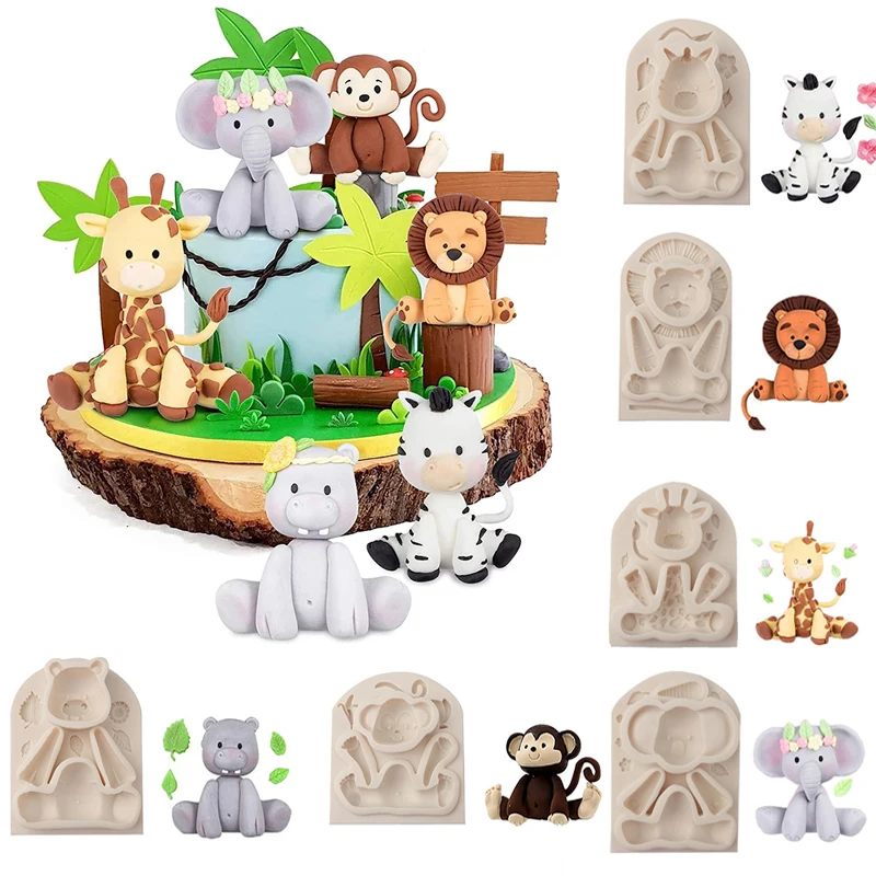 Animal-Chocolate-Fondant-Silicone-Mold-Lion-Elephant-Monkey-Zebra ...