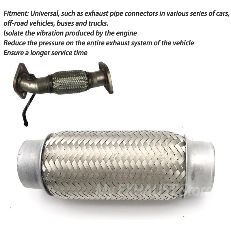 38x165x60mm-Stainless-Steel-Flexible-Car-Exhaust-Pipe-Double-Braided ...