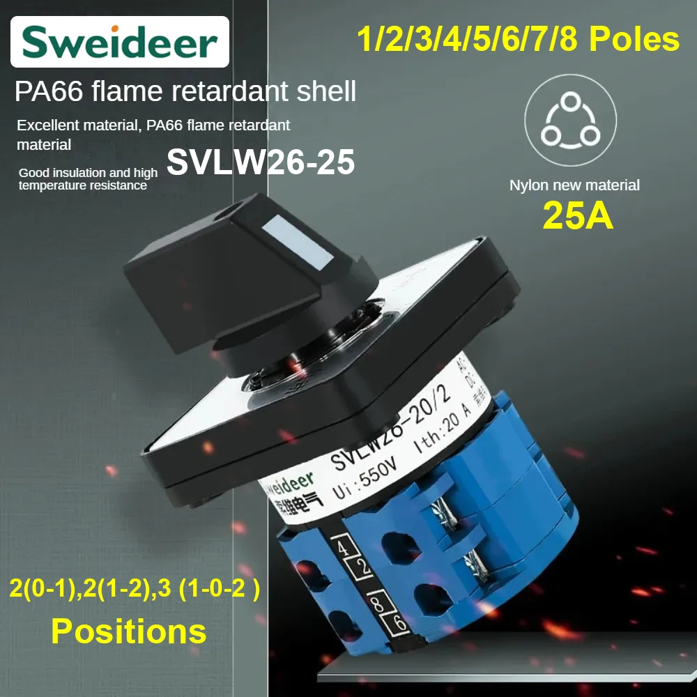 LW26-25-Rotary-Cam-Changeover-Switch-Electric-2-3-Position-Silver ...