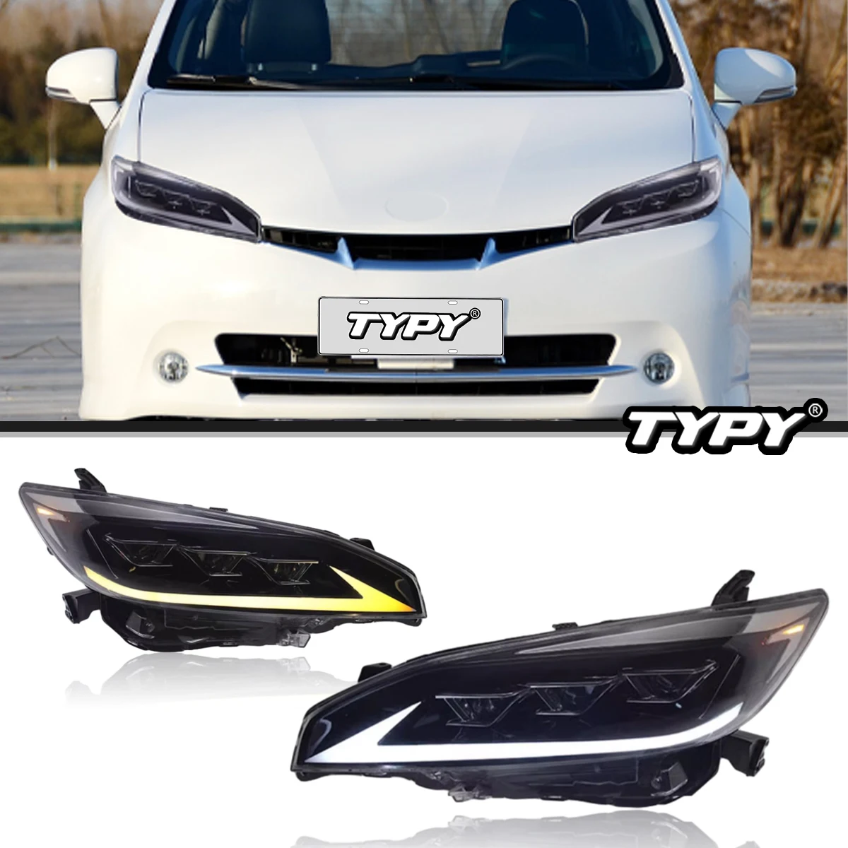 TYPY-Car-Headlights-For-Toyota-Wish-2009-2015-LED-Car-Lamps-Daytime ...
