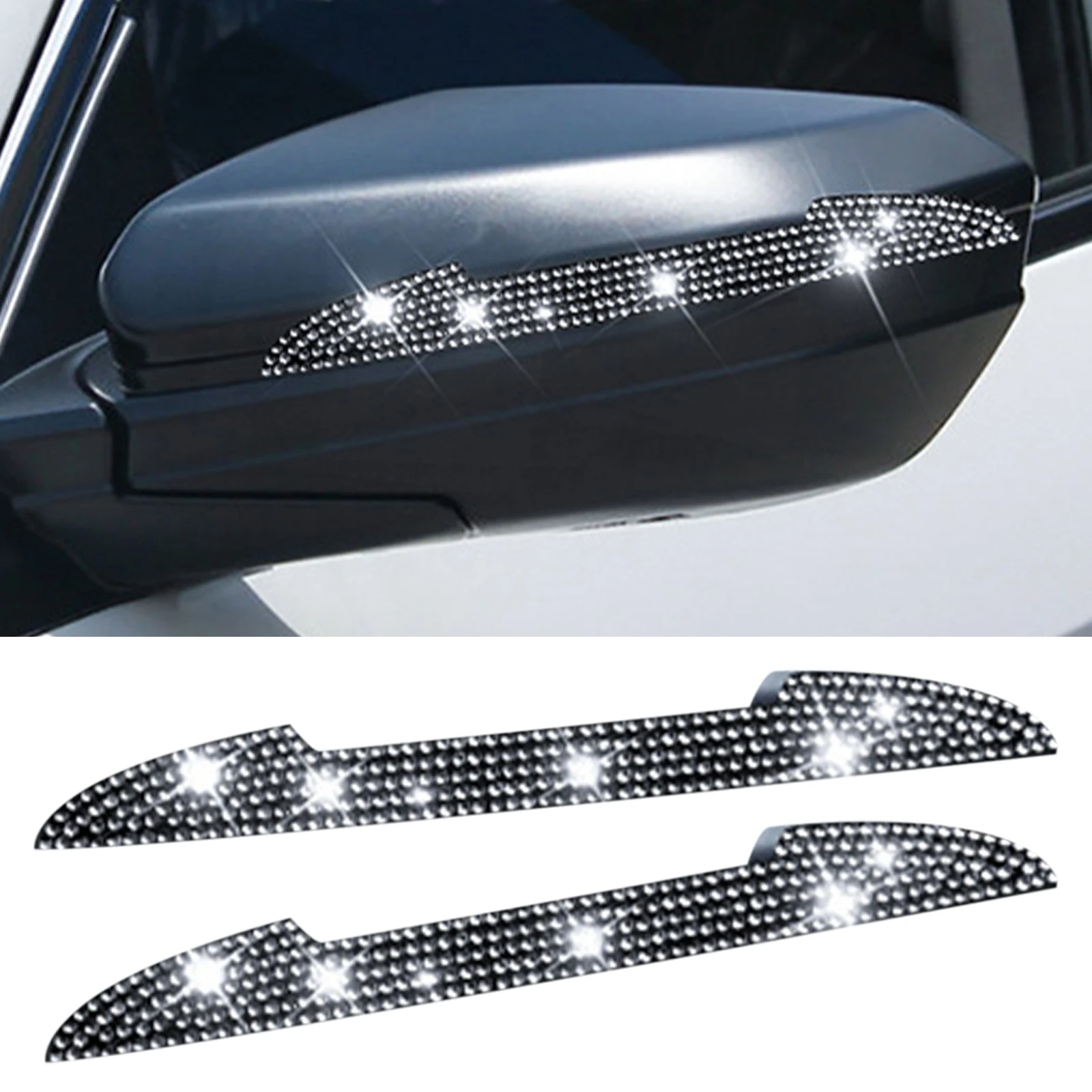 2PCS Diamond Car Rear View Mirror Sticker Car Decal Sticker Decal ...