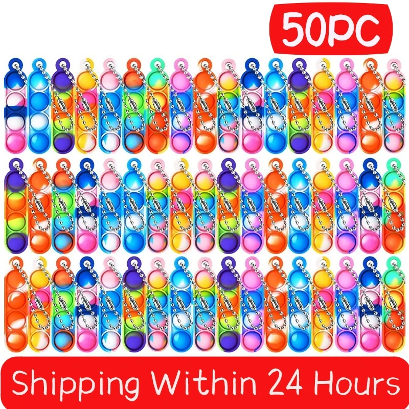 10-20-30-50PCS-Rainbow-Mini-Keychain-Pop-Fidget-Toys-Bulk-Push-bubble ...