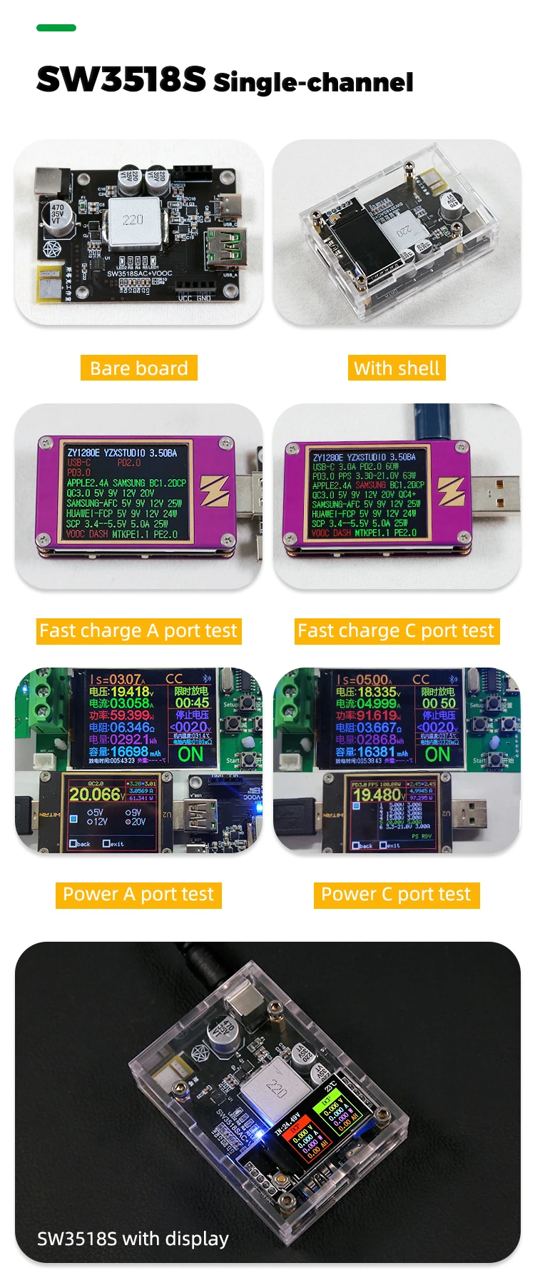 Acrylic Full Protocol Fast Charge Module Car Desktop Charger 100w Typec ...