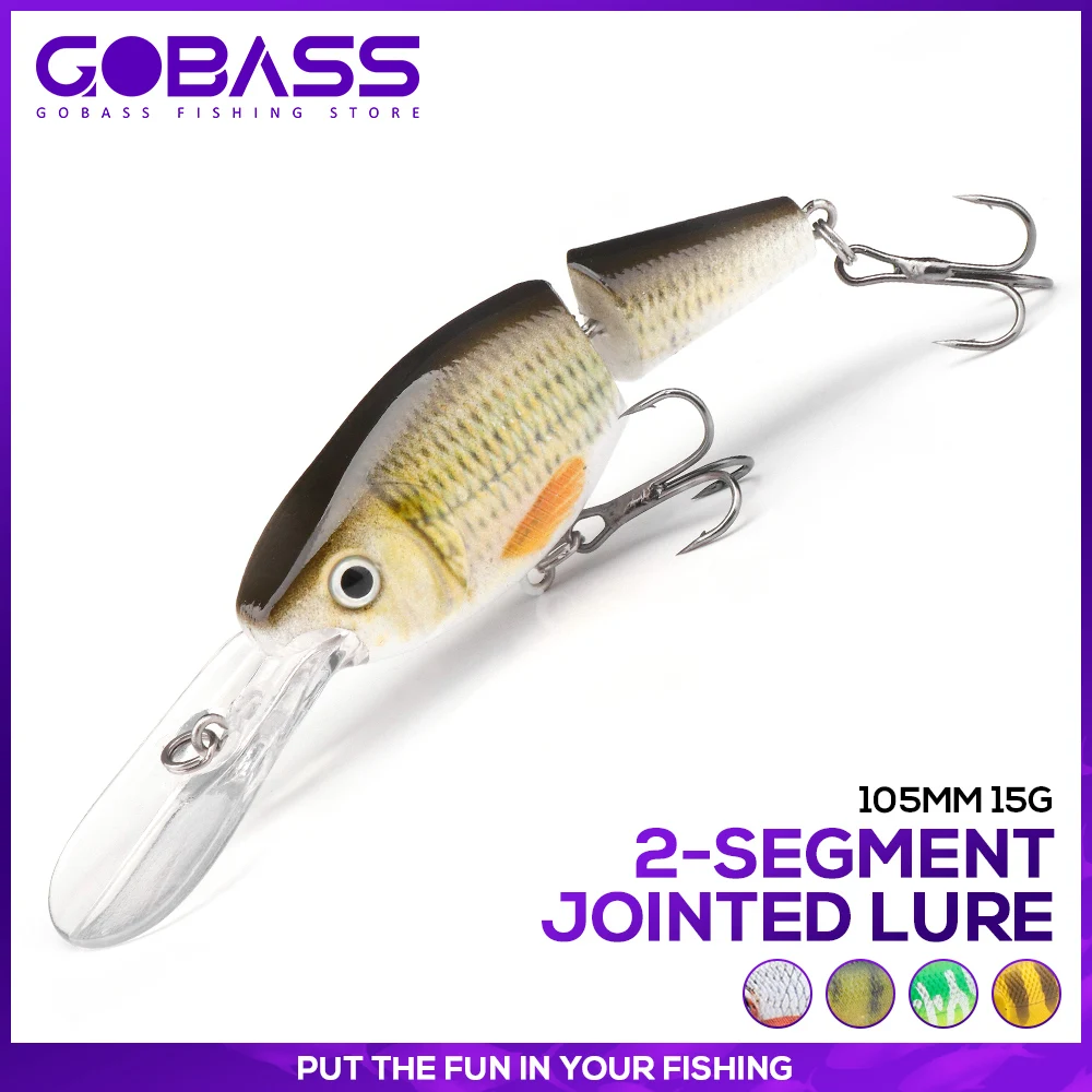 GOBASS 2-Segment Jointed Lures For Fishing 105mm 15g Floating Black Minnow Lures Artificial Bait ...
