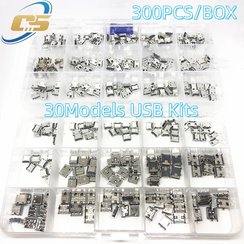 300PCS-BOX-30Models-USB-Kits-Micro-USB-Connector-Socket-Charging-Port ...