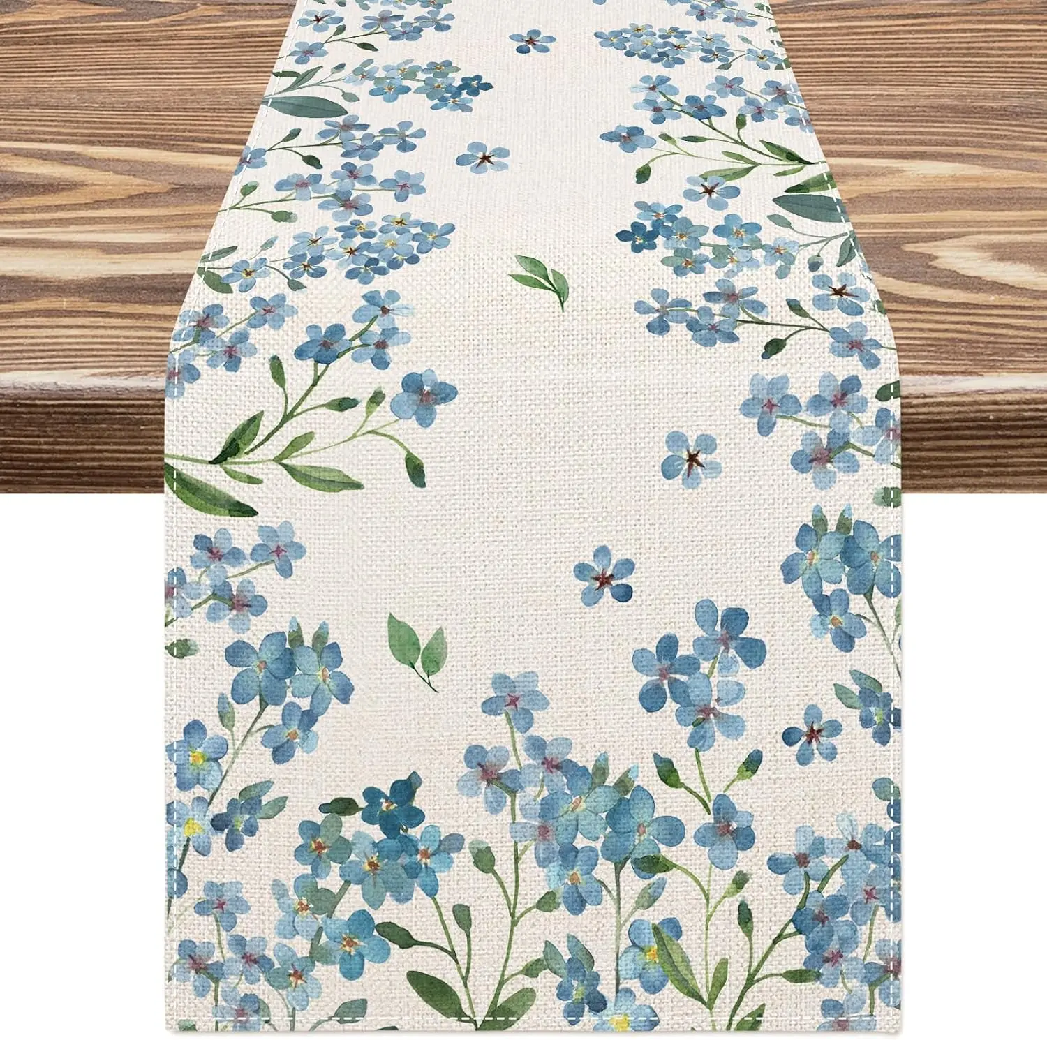 Blue Flower Table Runner Linen Table Runner Wedding Party Decoration ...