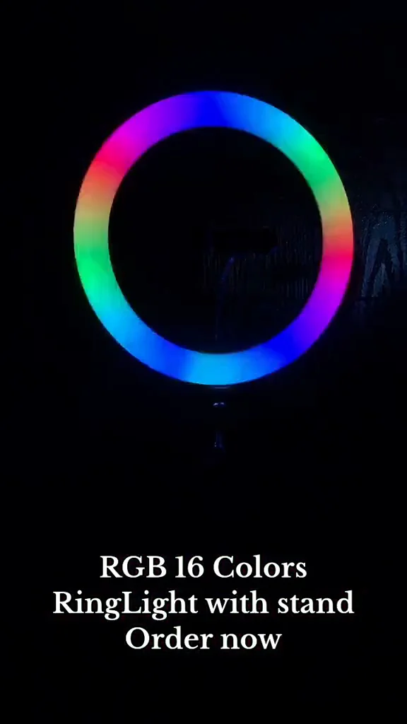 Colorful LED RGB Ring Light MJ26, MJ33, MJ36, MJ45 with 7 Ft Tripod Stand and Phone Holder ...