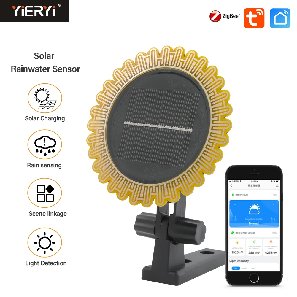 Zigbee WiFi Tuya Sunlight Rain Sensor Solar Charging Real-time ...