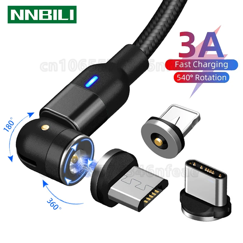 540-Rotate-Magnetic-Cable-Fast-Charging-Magnetic-Micro-USB-Type-C-Cable ...